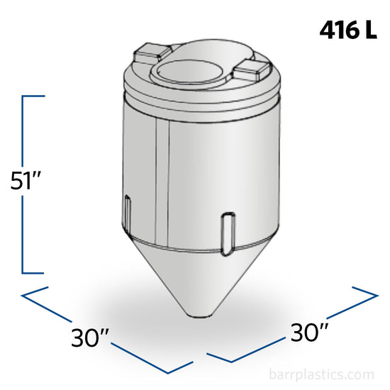 110 Gallon 55 Degree Plastic Cone Bottom Inductor Tank | IN0110-30 ...