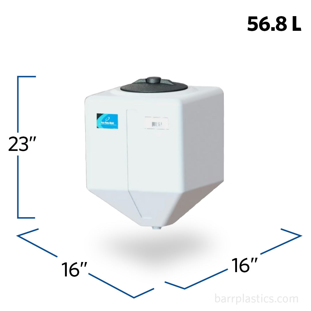 15 Gallon Square Plastic Cone Bottom Specialty Rinse Tank | SP0015-SQ8 ...