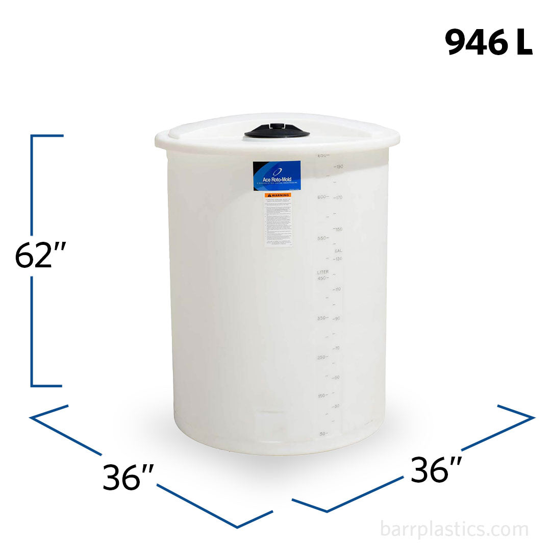 250 Gallon Plastic Vertical Batch Storage Tank | VT0250-36 | BARR Plastics