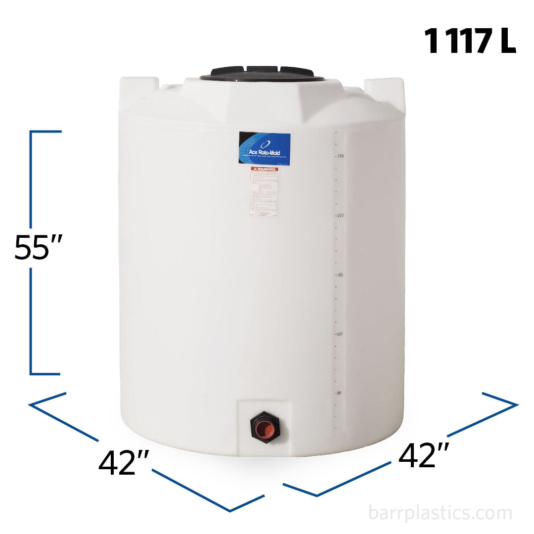 295 Gallon Plastic Vertical Liquid Storage Tank | VT0295-42 | BARR Plastics