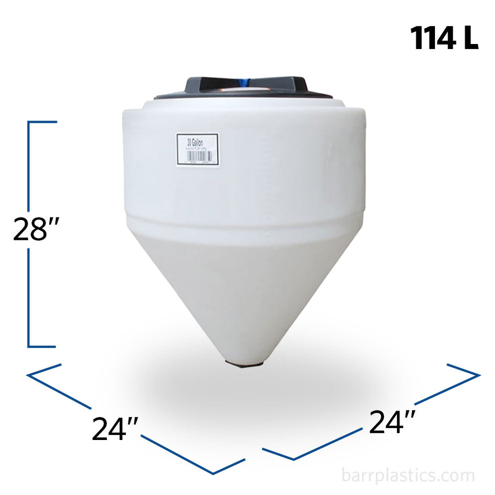 30 Gallon 57 Degree Cone Bottom Inductor Tank | 42065 | BARR Plastics