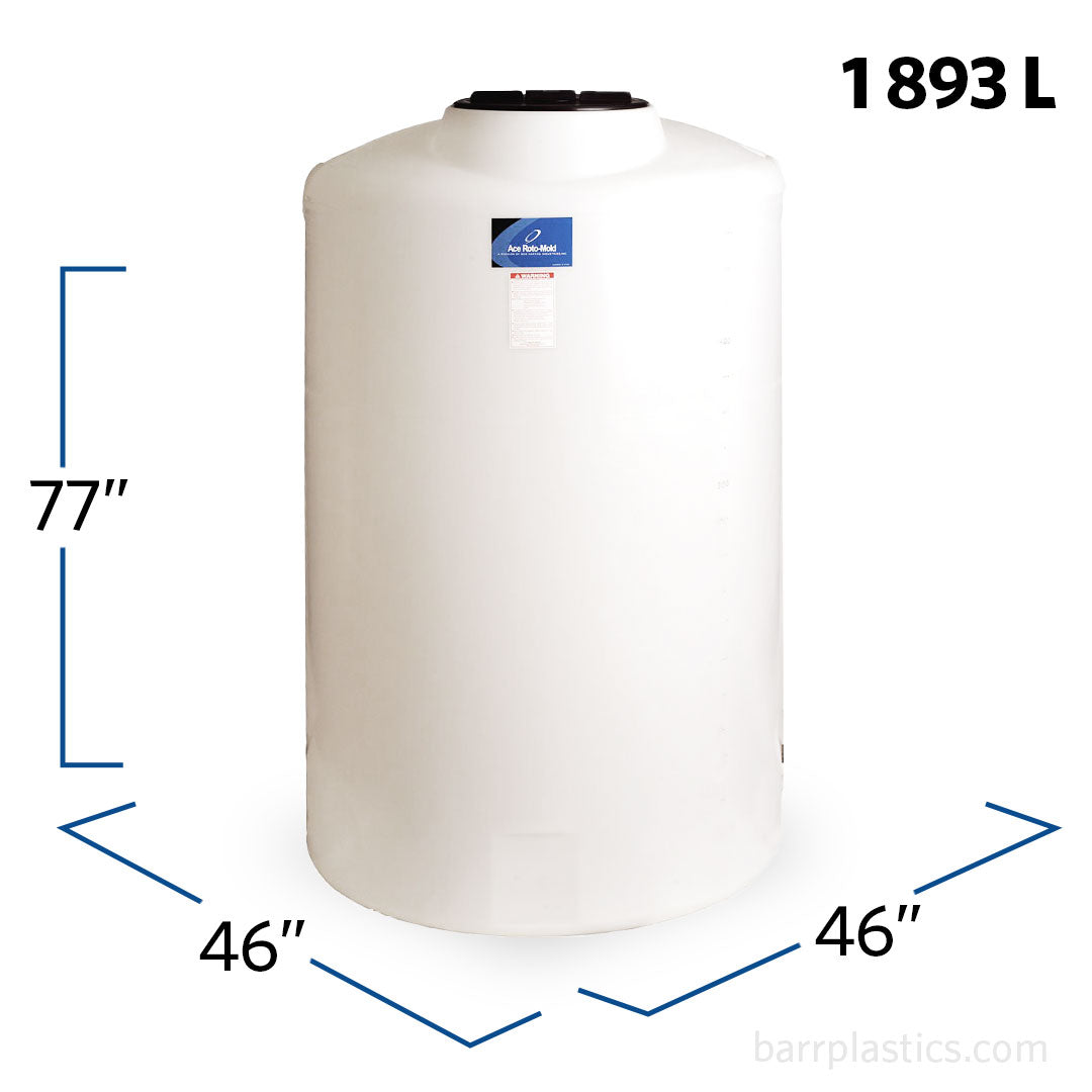 500 Gallon Plastic Vertical Liquid Storage Tank | VT0500-46 | BARR Plastics