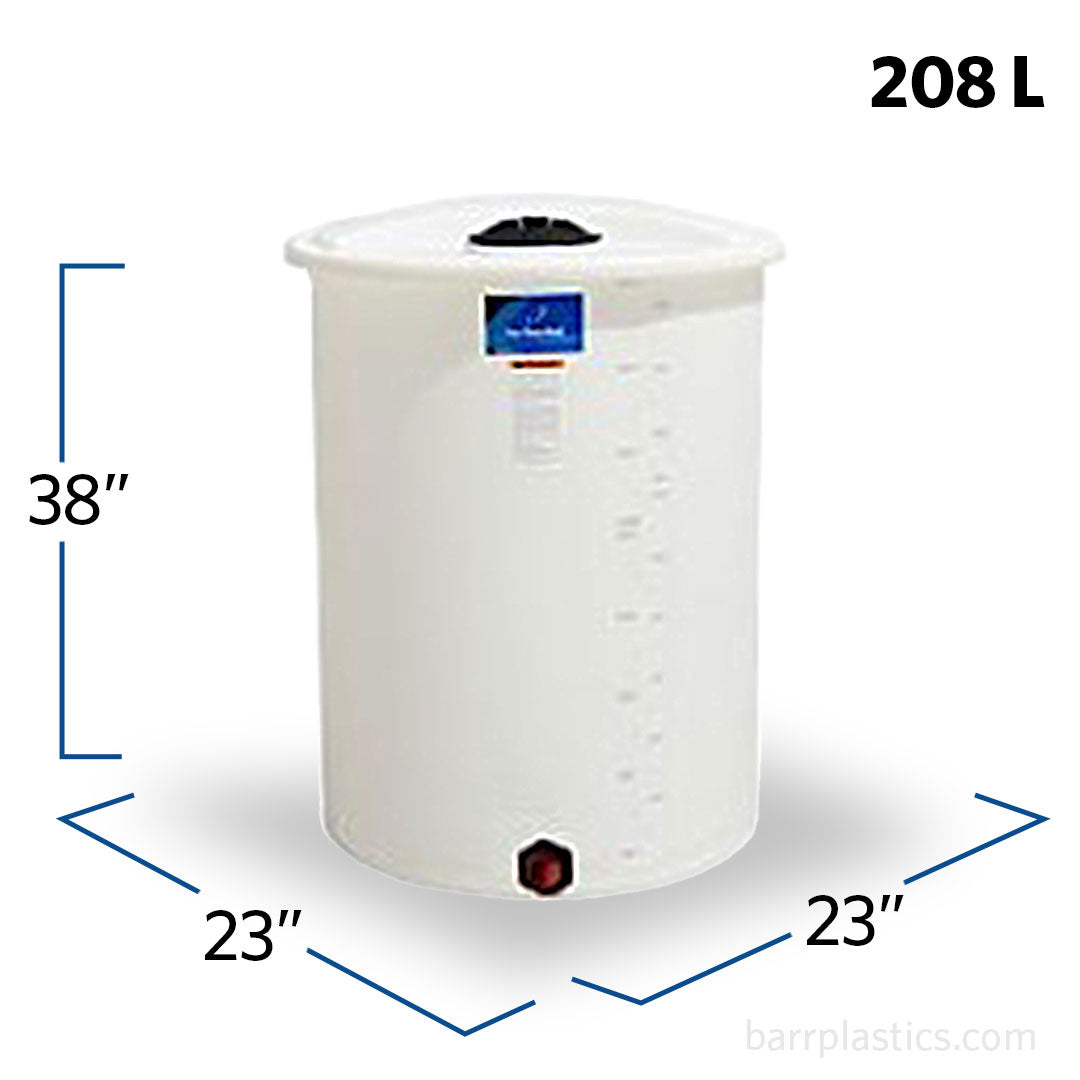 55 Gallon Plastic Vertical Batch Storage Tank | VT0055-23 | BARR Plastics