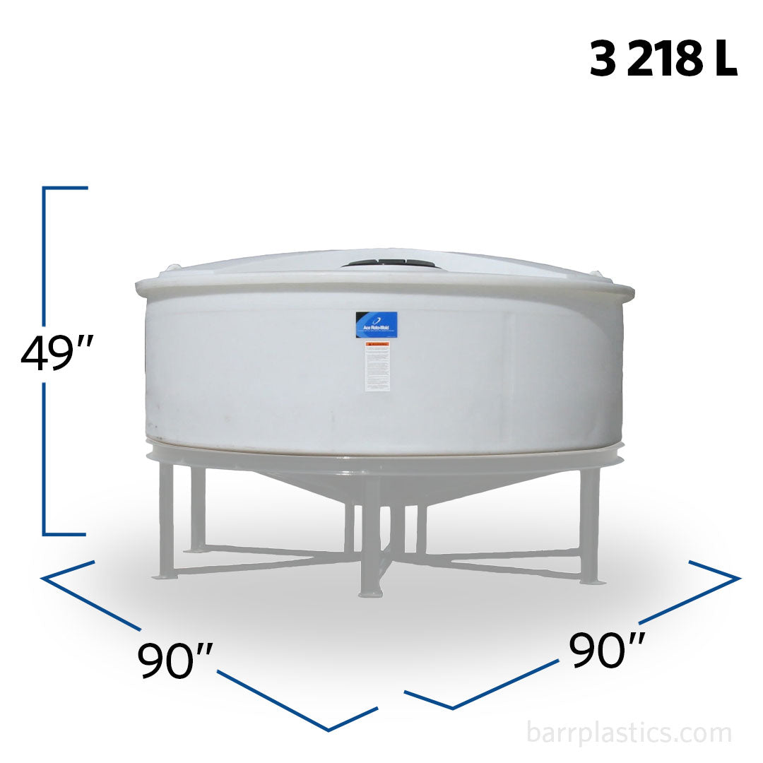 840 Gallon Open Top 15 Degree Cone Bottom Tank | OC0840-90 | BARR Plastics